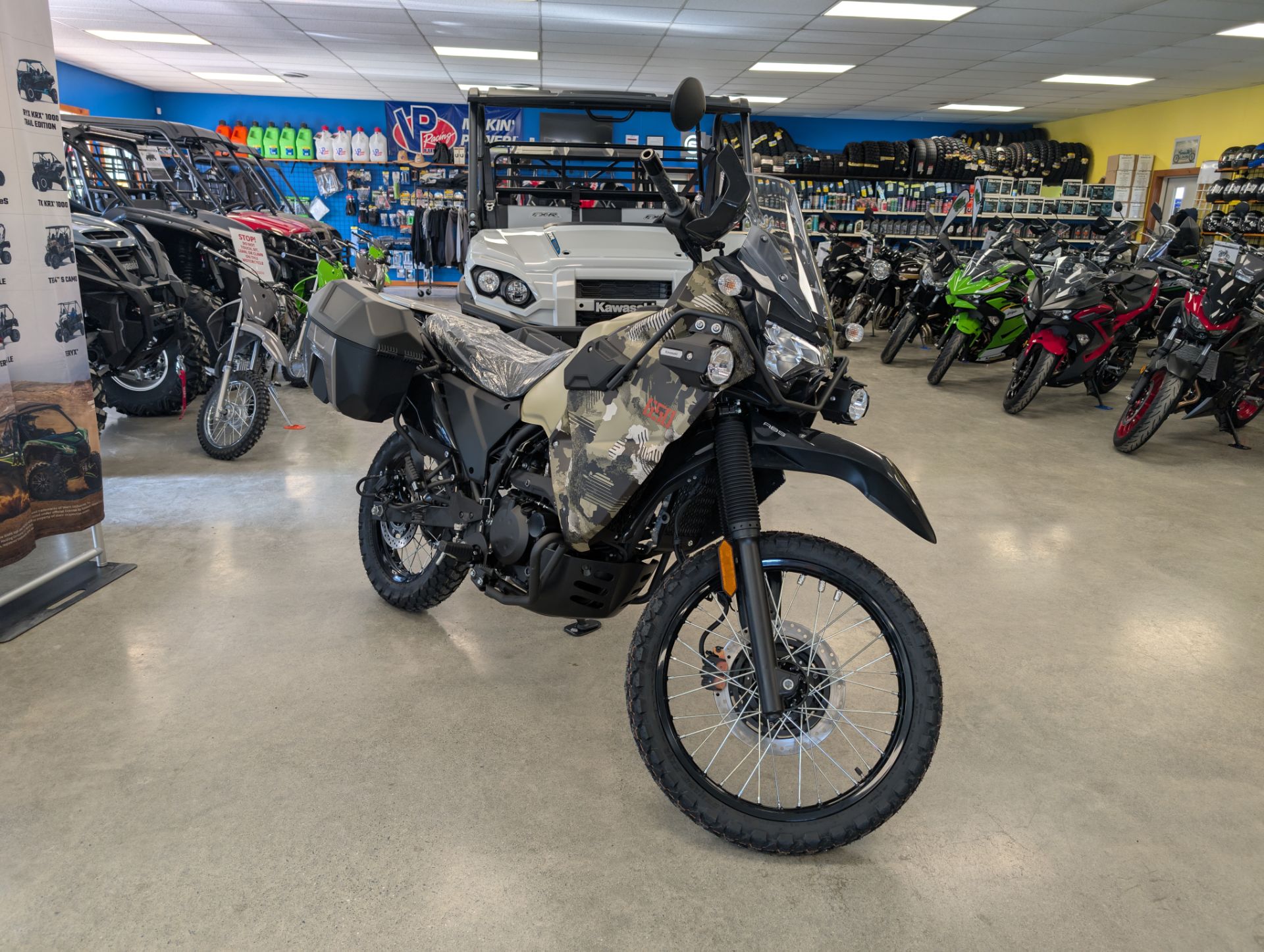 New 2025 Kawasaki KLR 650 Adventure ABS Cypher Camo Beige / Metallic Matte Carbon Gray ...