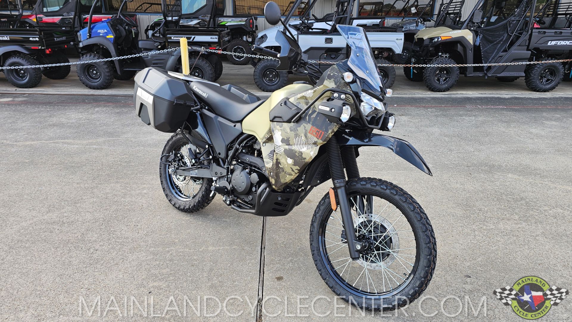 New 2026 Kawasaki KLR®650 Adventure ABS Cypher Camo Beige / Metallic ...
