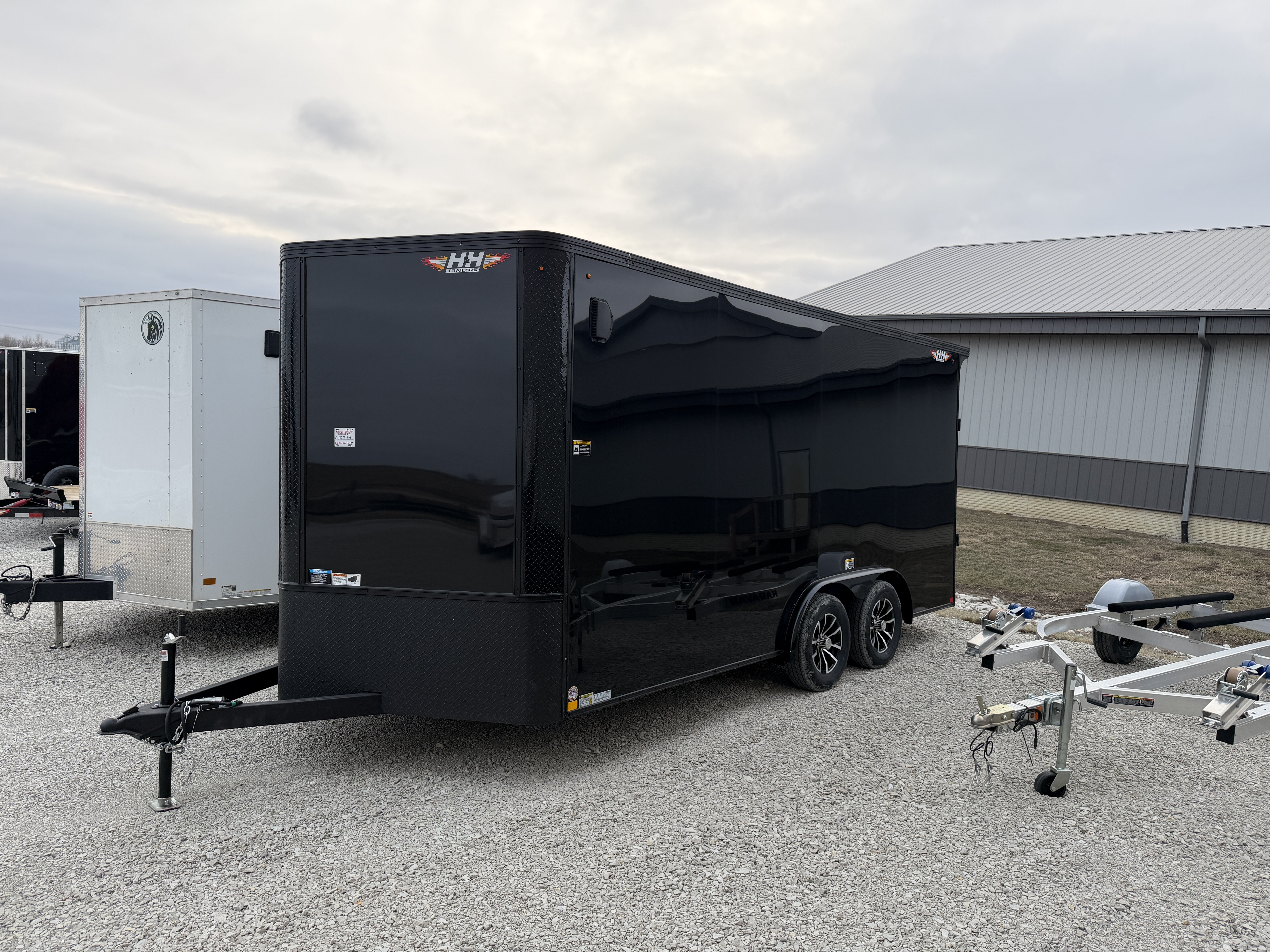 New 2026 H&H 8x16 HH Series Flat Top V-Nose Enclosed Composite Black ...