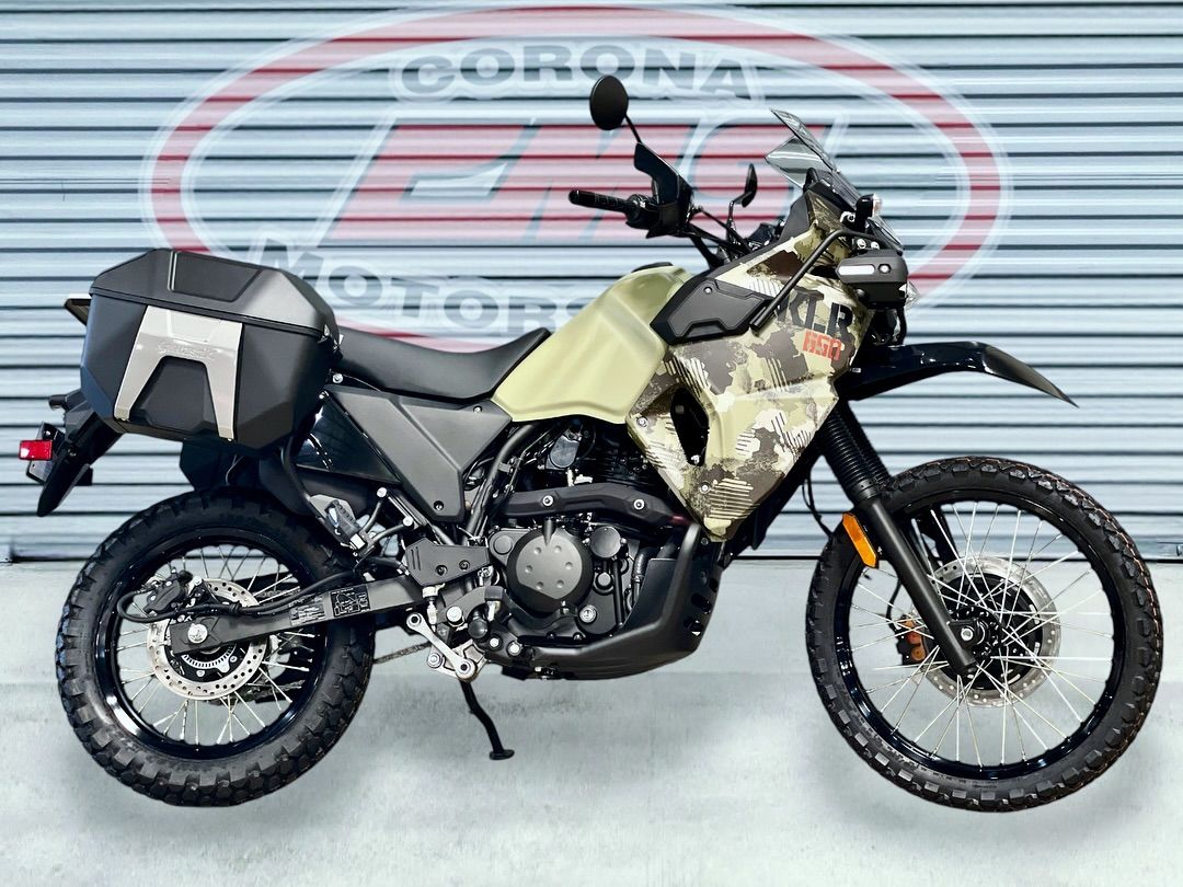 New 2025 Kawasaki KLR 650 Adventure ABS Cypher Camo Beige / Metallic Matte Carbon Gray ...