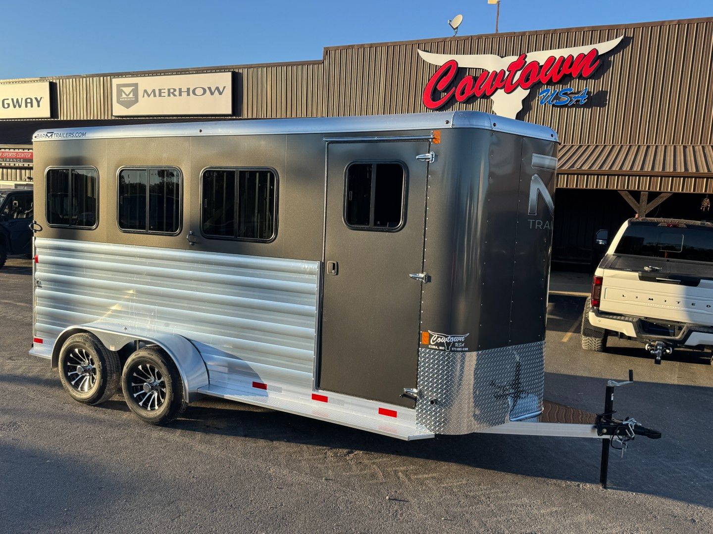 New 2026 Merhow Three-Horse Slant Bumper Pull Trailer with Drop-down ...