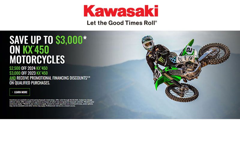 Kawasaki - Save Up To $3,000 On KX 450 Motorcycles | Promotion at Dan's ...