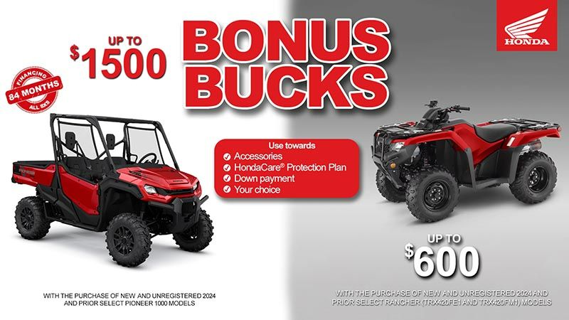 Honda - Bonus Bucks | Promotion at Jim's Motorcycle Sales, Johnson City